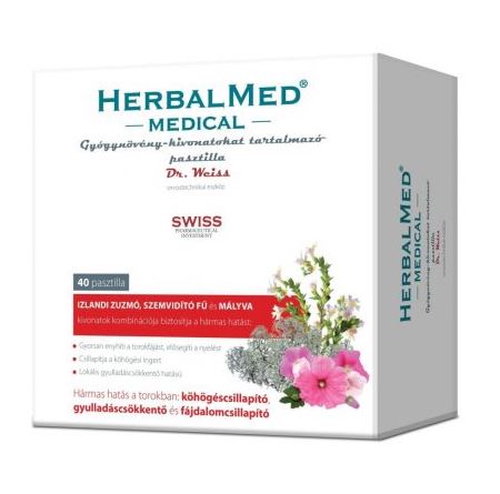 HerbalMed Medical gyógynövénykivonatokat tartalmazó pasztilla 40 db
